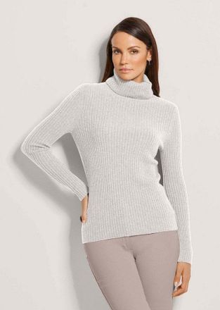 Madeleine Strickpullover Rollkragenpullover aus Kaschmir Luxuri&ouml;ser Rippstrick mit langem Rollkragen