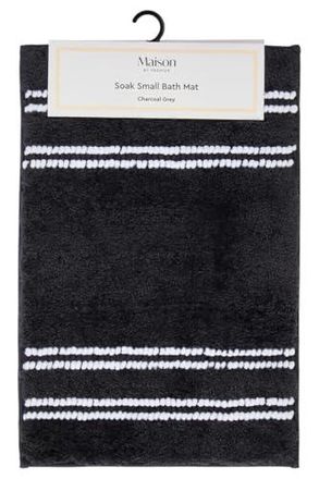 Premier Gestreiftes Handtuch in Schwarz und Wei&szlig;, Baumwolle, Strukturiertes Design, Modernes Badezimmer-Accessoire