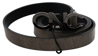 Costume National Womens Dark Brown Leather Letter Logo Buckle Belt