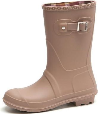 Pangolin Bottes de Pluie Femme Imperm&eacute;ables Mi-Mollet, Bottes PVC &agrave; Enfiler avec Boucle D&eacute;corative, Semelle Crant&eacute;e Antid&eacute;rapante, Bottes de Jardin et Marche A