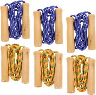 FOMIYES Springseil 6 St&uuml;ck mit Holzgriffen f&uuml;r Indoor und Outdoor Sportger&auml;te Seilspringen als Trainingshilfe f&uuml;r Fitness und Abnehmen Zuf&auml;llige Farbe