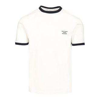 Dr&ocirc;le de Monsieur Slogan Ringer T-Shirt - - Tops - Herren - Wei&szlig; - L