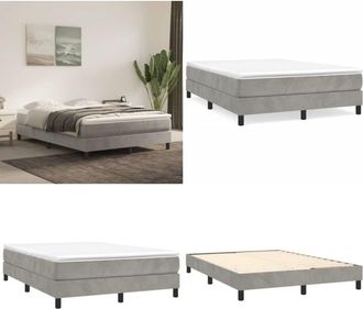 vidaXL Bettgestell ohne Matratze Hellgrau 140x200 cm Samt - Samtbett - Doppelbett - Boxspringbetten - Betten Mit Lattenrost - Hellgraues Bett - Home & Living