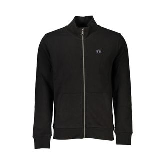 La Martina Schwarzer Rei&szlig;verschlusspullover mit Stickdetail - - Sweatshirts & Hoodies - Herren - Schwarzk - 2XL