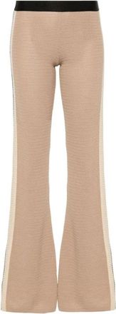 Palm Angels Logo Tape Gestrickte Hose - - Trousers - Damen - Beige - S