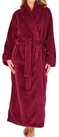 Slenderella Robe de Chambre en Polaire Rouge &agrave; Col Ch&acirc;le avec Ceinture pour Femme Taille Moyenne UK 12 14
