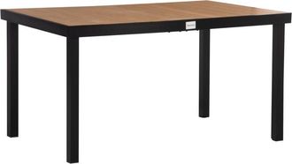 OUTSUNNY Table de jardin 6 personnes dim. 140 x 90 x 74 cm aluminium noir plastique effet bois naturel