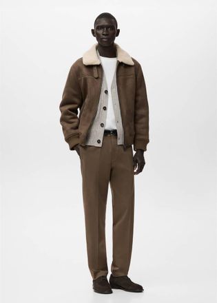 Mango Veste imitation daim et mouton retourn&eacute; marron moyen - Homme - XXL - MANGO MAN