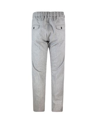 Eleventy Mens Jogger Trousers Light Grey Melange Wool Cashmere Elastane