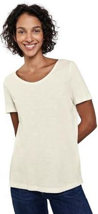 Street One A322897 T-Shirt Basique de Couleur Unie, Blanc cassé, 44 Femmes