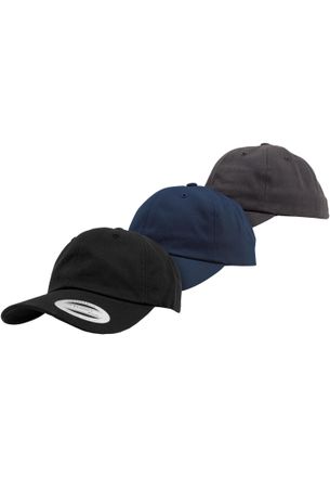 Flexfit Unisex 6245CMB-Low Profile Cotton Twill 3-Pack Baseball Cap, Black+Navy+Darkgrey, one Size