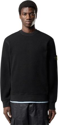 Stone Island Homme, Sweatshirts et sweats &agrave; capuche, Noir, Taille: M Cotton Waffle Fleece Crewneck