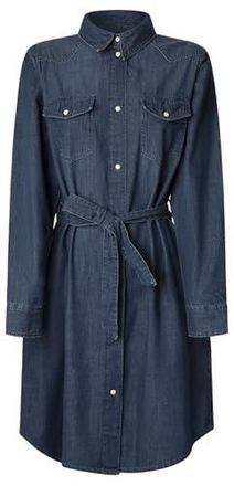 Pepe Jeans London Denim Shirt Dress Victoria Robe, Bleu (Denim-5a0), S Femme