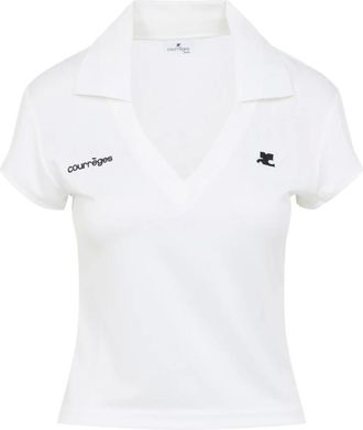 Courr&egrave;ges Femme, Tops, Blanc, Taille: 40 FR Polo Court Courr&egrave;ges Sport