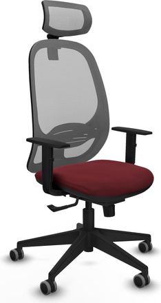 Piqueras y Crespo Drehstuhl mit 1D-Armlehnen, h&ouml;henverstellbare Lendenwirbelst&uuml;tze und h&ouml;henverstellbares Kopfteil, Grau/Kastanienbraun