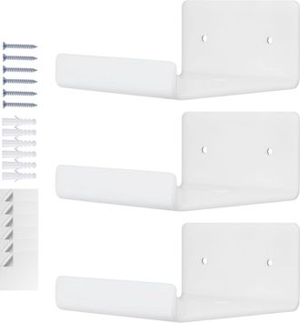 Generico Schwebende Wandregale aus Acryl, 3 St&uuml;ck, transparentes Aufbewahrungsregal, langlebiges Organizer-, minimalistisches f&uuml;r Mieter, Designer, Studenten