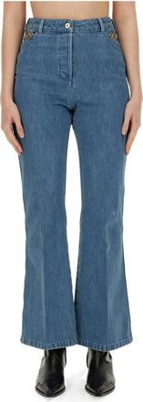 Patou Femme, Jeans, Bleu, Taille: 36 FR Pantalon &Eacute;vas&eacute; en Denim