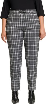 Ulla Popken Damen Karo-Hose, Sophie Hose, Schwarz, 62-64 Gro&szlig;e Gr&ouml;&szlig;en EU