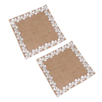 Lurrose 2 St&uuml;ck Platzsets mit Spitzenrand K&uuml;chenunterlagen aus Jute Im Amerikanischen Stil Western Food Tischsets Beige f&uuml;r Restaurant und Hochzeitsfeier