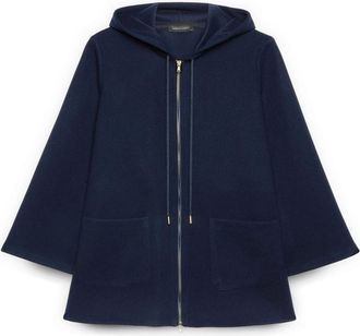 Fiorella Rubino Femme, Vestes, Bleu, Taille: 54 FR Veste en laine &agrave; capuche