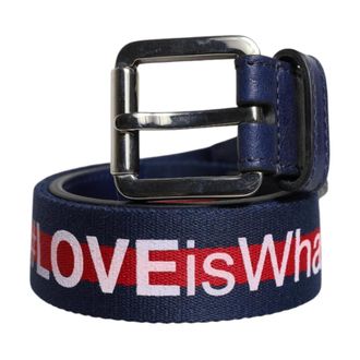 Dolce & Gabbana Homme, Accessoires, Bleu, Taille: 85 CM Ceinture en cuir imprim&eacute; avec boucle en m&eacute;tal
