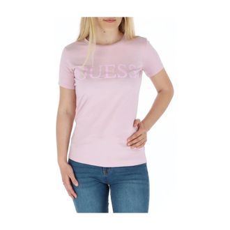 Guess Femme, Tops, Rose, Taille: 36 FR T-shirt imprim&eacute; &agrave; manches courtes et col rond