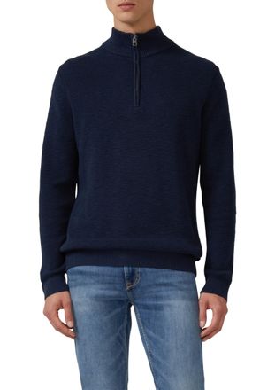 s.Oliver Baumwoll-Pullover mit Struktur und Troyer-Kragen