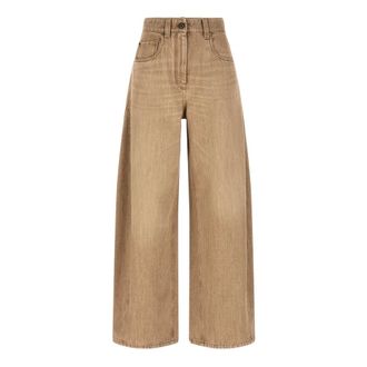 Brunello Cucinelli Femme, Jeans, Beige, Taille: 40 FR Pantalon Large