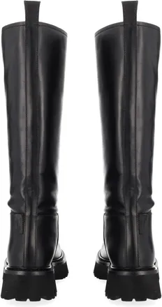 Moschino Leather Zipper Boots - Black