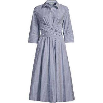 Lands End Baumwoll-Midikleid in Wickeloptik, Damen, Gr&ouml;&szlig;e:38 regular, Blau, Baumwolle, by Lands End