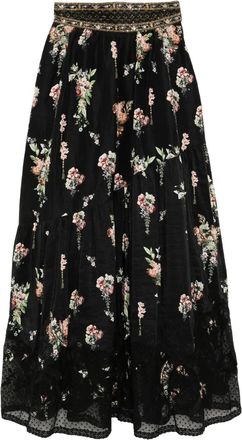 Camilla jupe à fleurs - Noir