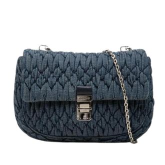 Miu Miu Sac bandouli&egrave;re matelass&eacute; doccasion - Femme - Pre-owned - Bleu - Taille: ONE Size