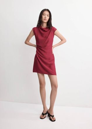 Mango Kurzes asymmetrisches Kleid mit drapierten Details granatrot - Damen - XXS - MANGO