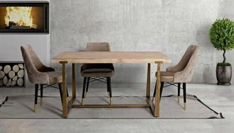 Dmora Esstisch Bisenti 150x90x78 cm Gold 8 Pl&auml;tze