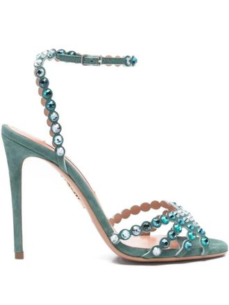 Aquazzura Sandalen - High-Heeled Sandals With Reflective Embellishments - Gr. 37,5 (EU) - in Grau - f&uuml;r Damen