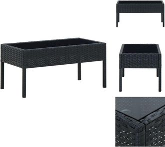 vidaXL Gartentisch Schwarz 75x40x37 cm Poly Rattan - Gartentisch - Esstisch - Balkontisch - Outdoortisch - Rattan Tisch