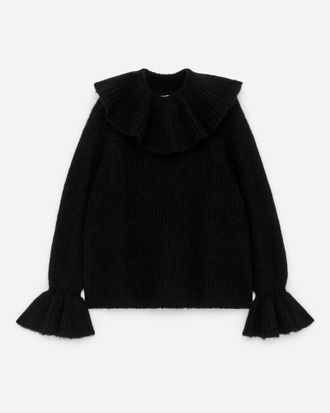 Arket Pullover Aus Mohair Und Wolle Mit Volants -Schwarz