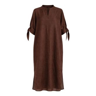 Meimeij Femme, Robes, Brun, Taille: 36 FR M6En03 Robe Tunique en Lin