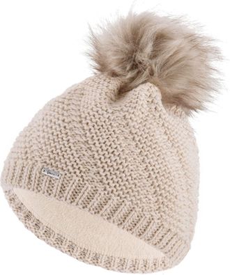 Faera Winterm&uuml;tze M&uuml;tze Damen warm gef&uuml;ttert Kunstfell Bommelm&uuml;tze Fleecefutter Winter Herbst Strickm&uuml;tze Beanie M&auml;dchen 64, Farbe:Beige