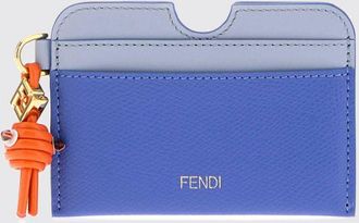 Fendi Porte-cartes FF Diamonds en cuir de veau bicolore avec charm