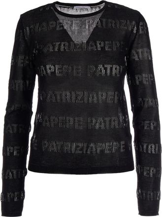 Patrizia Pepe Femme, Pulls, Noir, Taille: 40 FR Maille ras du cou