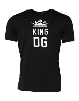 Dolce & Gabbana Mens Black Dg King Crown Cotton Crew Neck T-Shirt