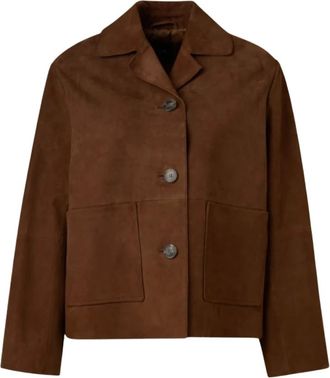 Max Mara Femme, Vestes, Brun, Taille: 36 FR Leather Vestes