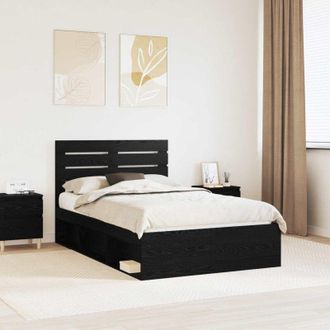 vidaXL Cadre de lit avec t&ecirc;te de lit Noir 120 x 190 cm Pin massif vidaXL