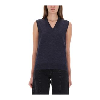 Maison Margiela &Auml;rmelloser V-Ausschnitt-Weste - - Knitwear - Damen - Blau - L