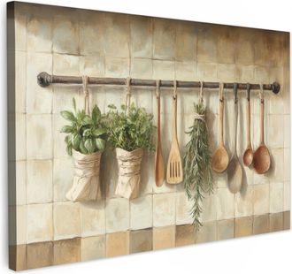 MuchoWow © Bild auf Leinwand Klein 30x20 cm Mini Schlafzimmer Bilder Badezimmer Wand Deko Wohnzimmer Modern Wanddeko Bilderwand Geschenk Holz - Küchenutensilie