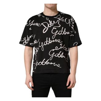 Dolce & Gabbana Homme, Tops, Noir, Taille: L T-Shirt &agrave; Manches Courtes et Col Rond