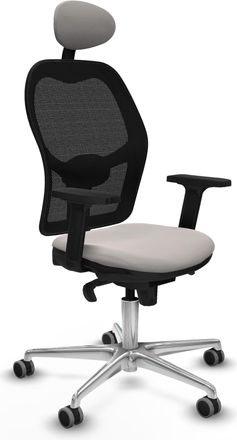 Piqueras y Crespo Wei&szlig;er Schreibtischstuhl mit 2D-Armen, h&ouml;henverstellbare Lendenwirbelst&uuml;tze und festes Kopfteil, ausgestattet mit 5 Positionen, Schwarz/Wei&szlig;