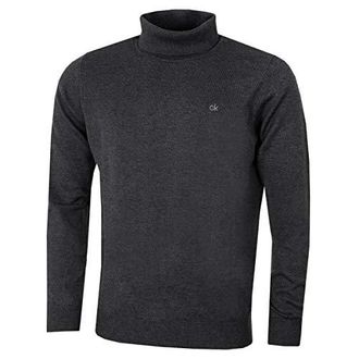 Calvin Klein Hommes CK col roulé en Tricot Rib Chaud Pull Durable - Charcoal - S