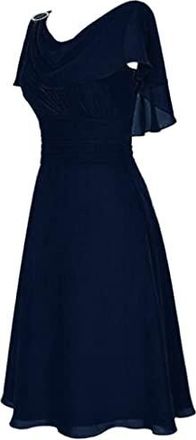 Generic Robe de cocktail élégante pour femme - Col bénitier - Sans manches - Épaules dénudées - Avec superposition en mousseline de soie - Robe de soirée trap